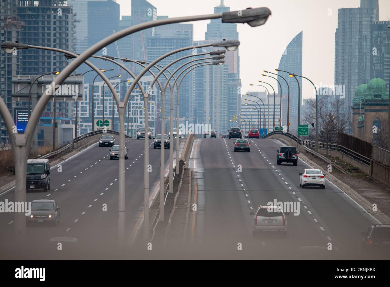 Minimal traffic on Gardiner Expressway eastbound in Toronto during ...