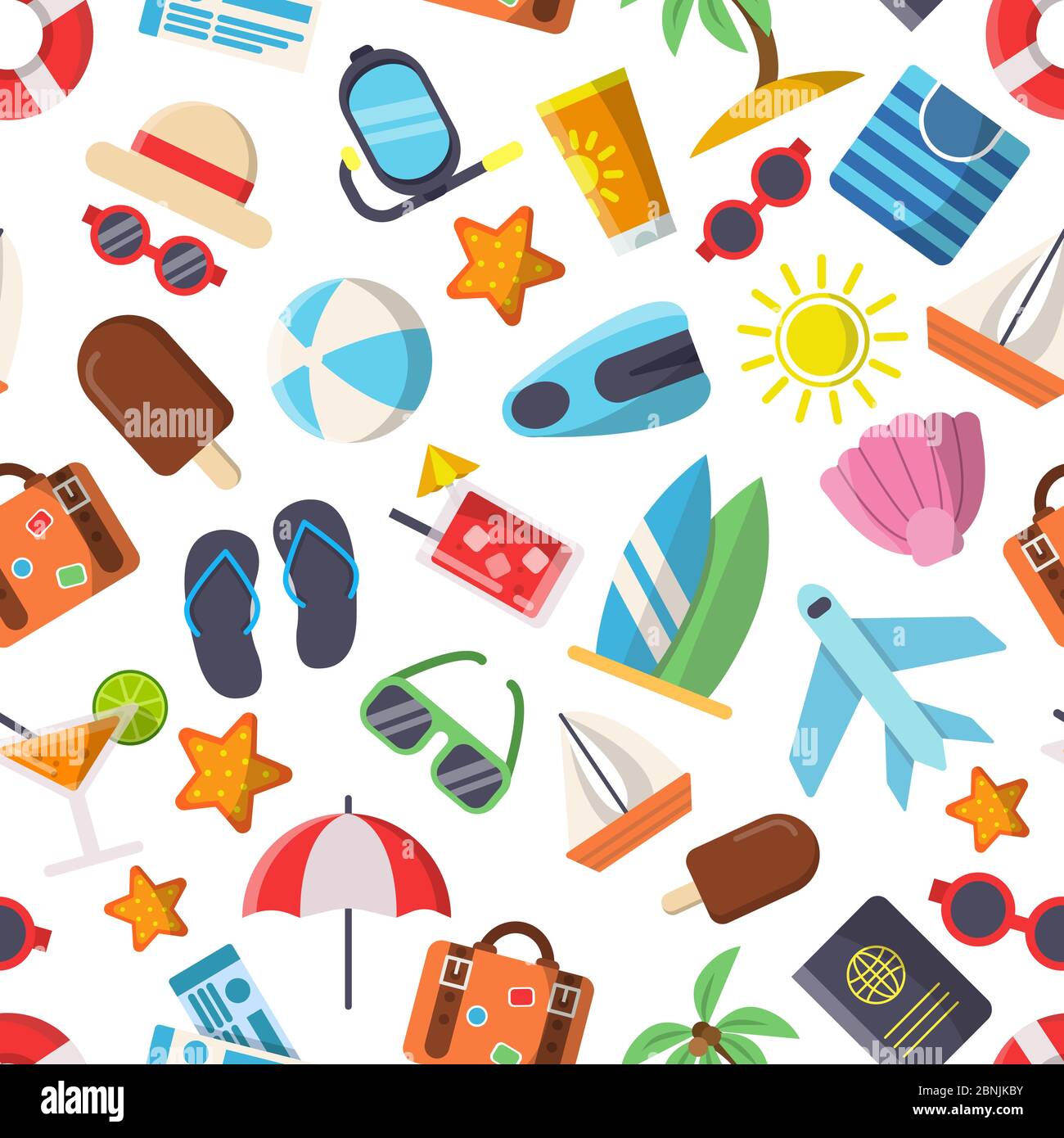 Seamless pattern with pictures of summer symbols Stock Vector Image ...