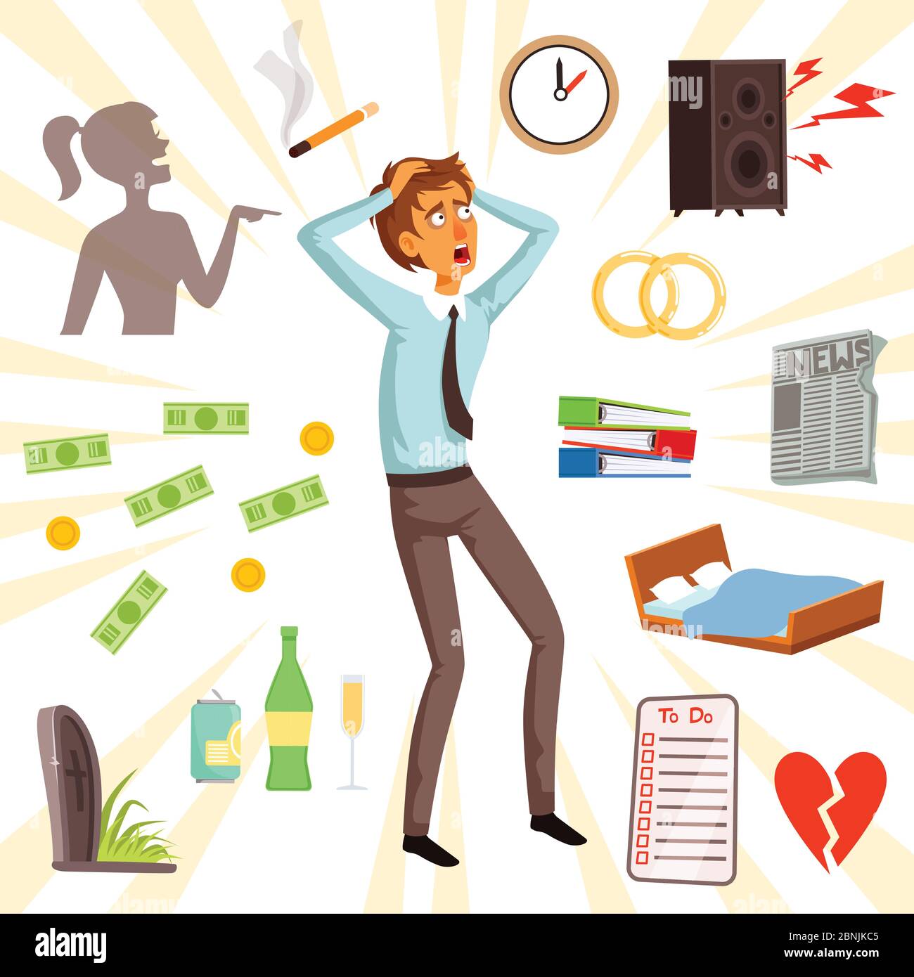 Stressful young man Stock Vector Images - Alamy
