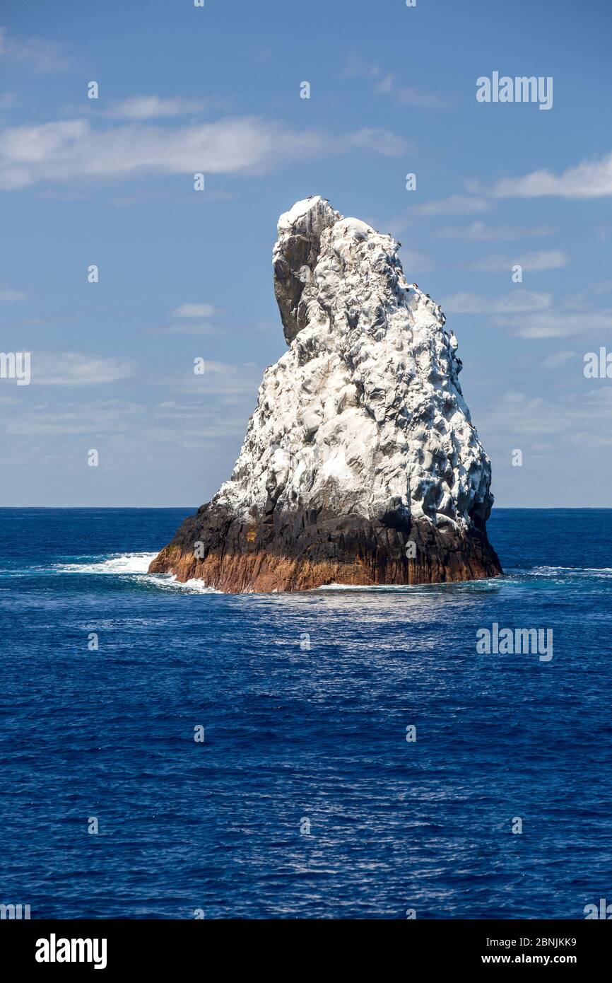 Roca Partida, a small rock island covered in white bird guano in the ...