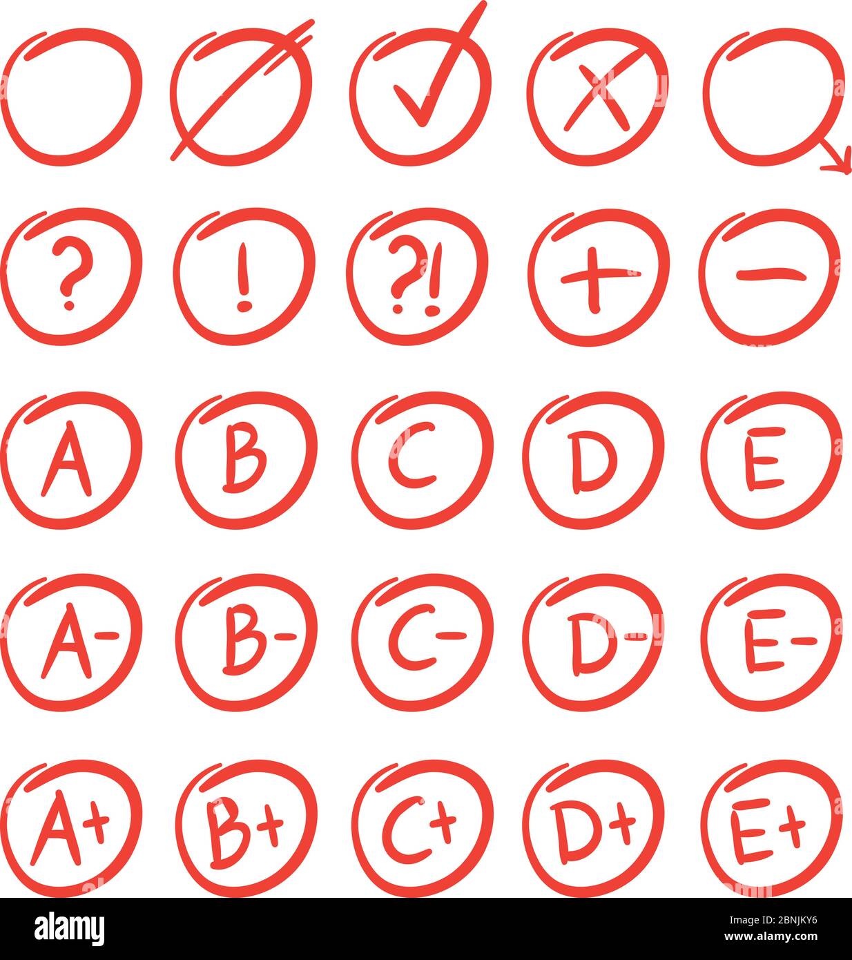 Hand written sketches of red grade notes and results Stock Vector Image ...