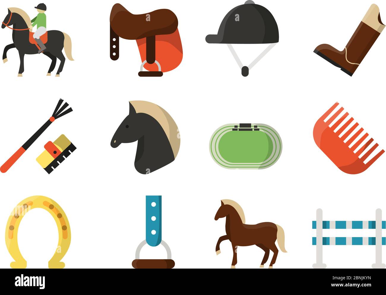 Vector flat icons. Symbols of equestrian sport Stock Vector Image & Art ...