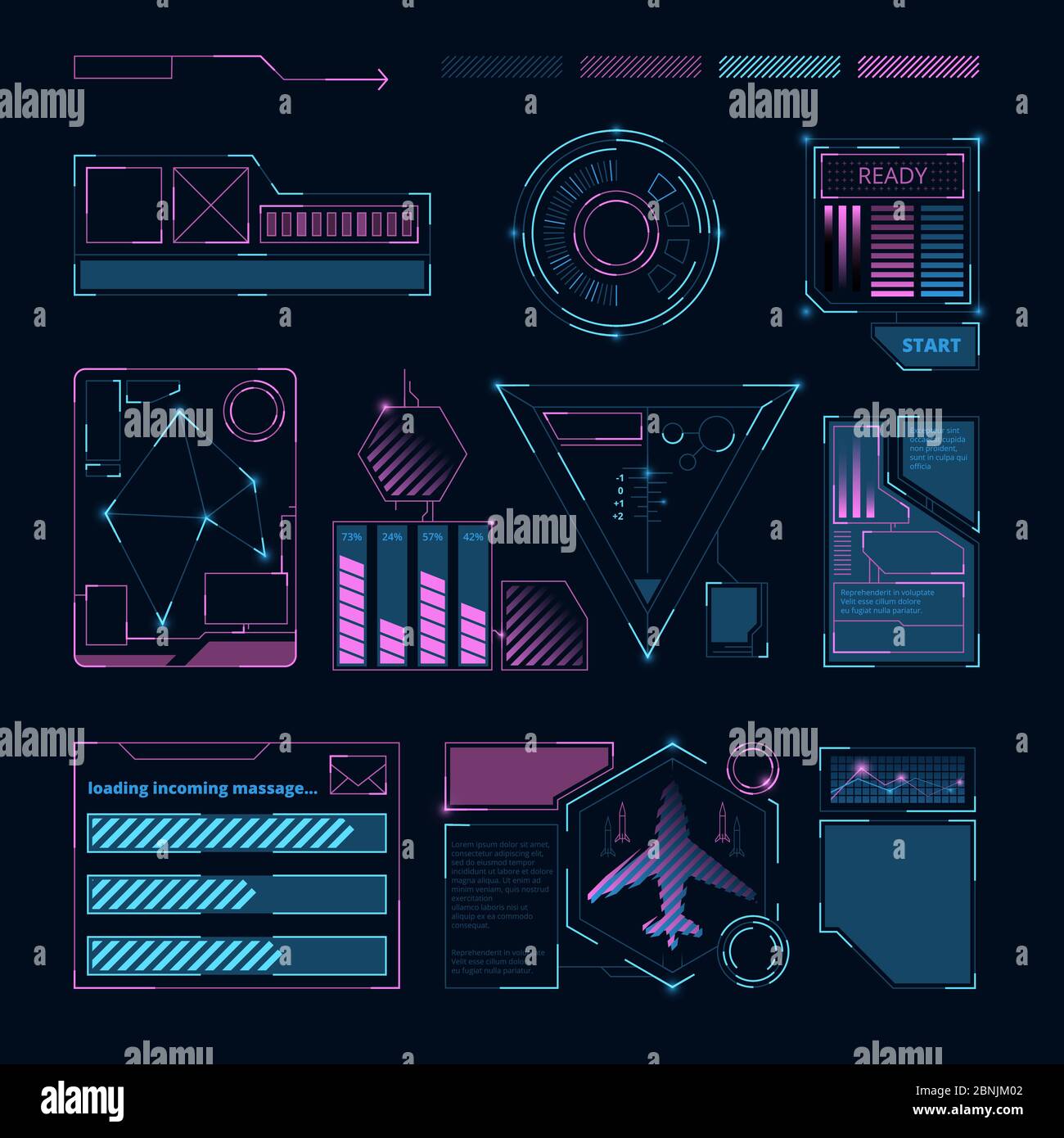Hud interface. Futuristic sci digital symbols and frames for various ...