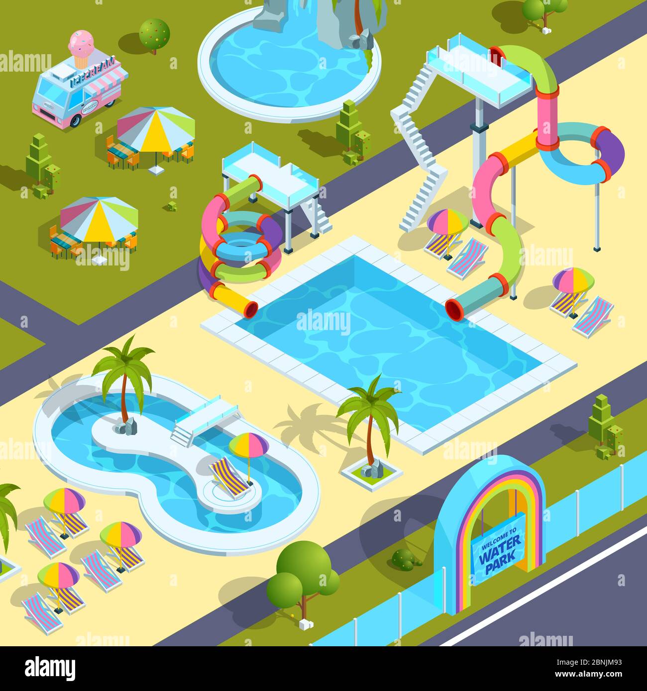 Aqua park water attractions Stock Vector Images - Alamy