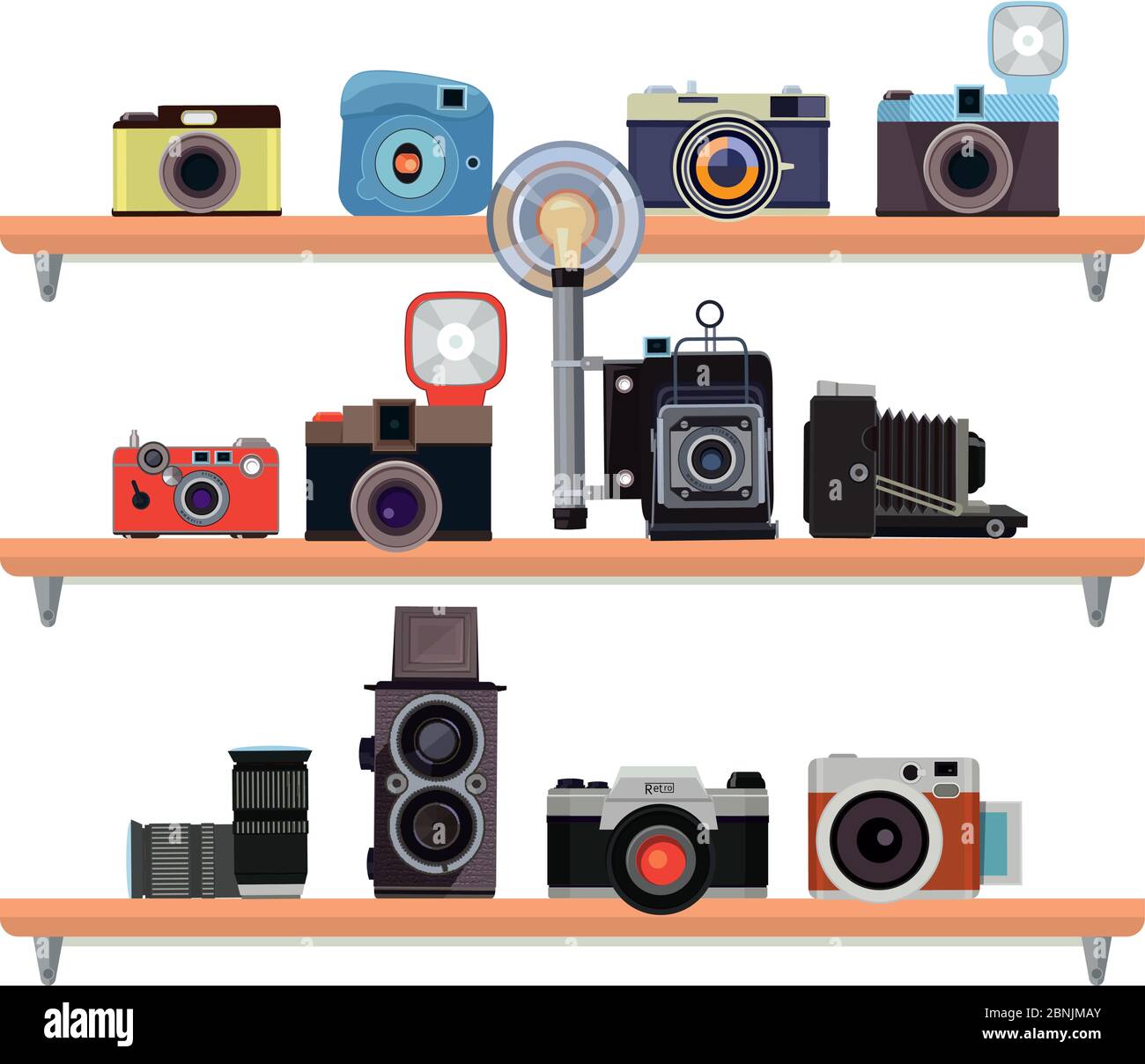 Retro cameras ant specific details for photographers standing on the ...