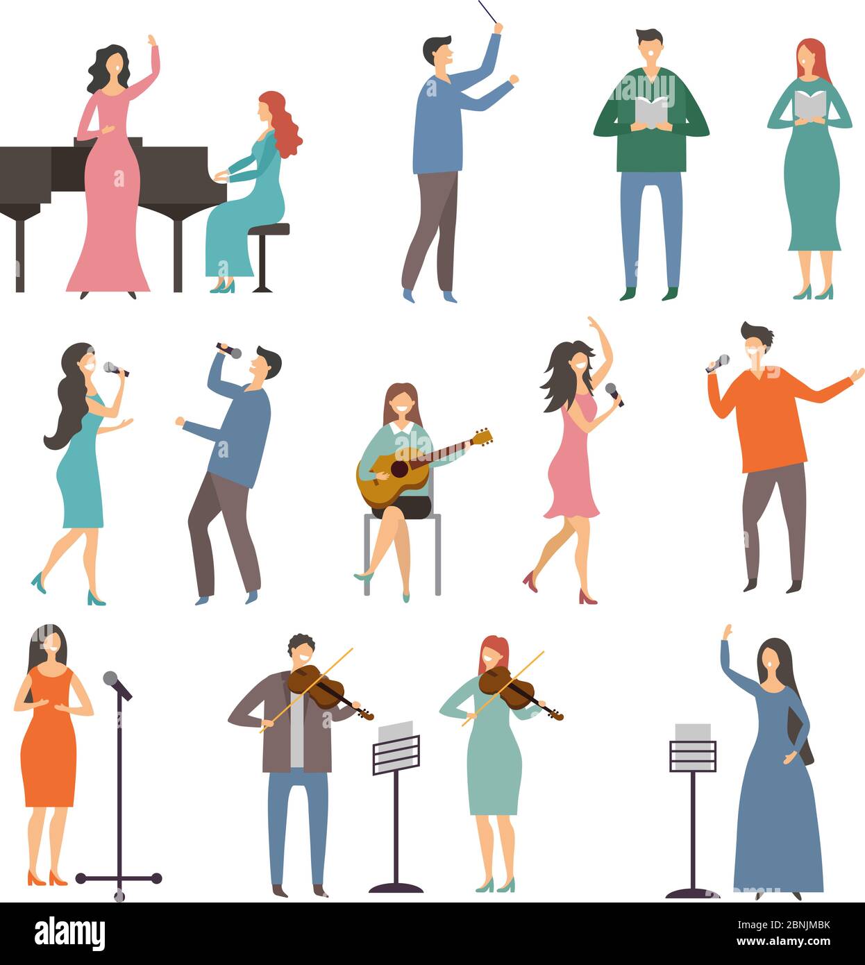 Young female musician microphone Stock Vector Images - Alamy
