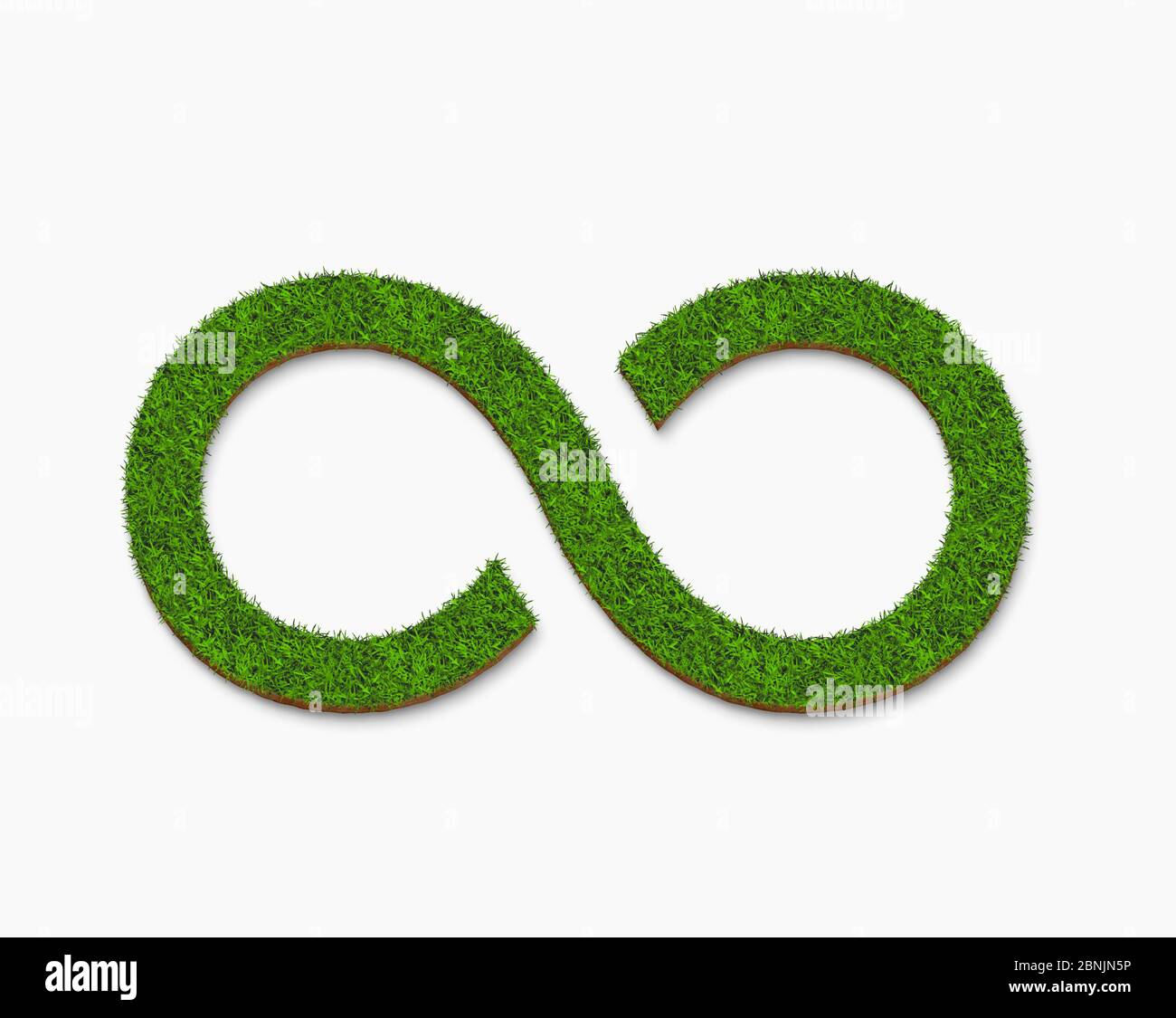 infinity icon logo from green grass texture isolated on white ...