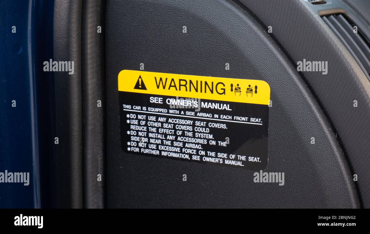 Airbag warning label hi-res stock photography and images - Alamy