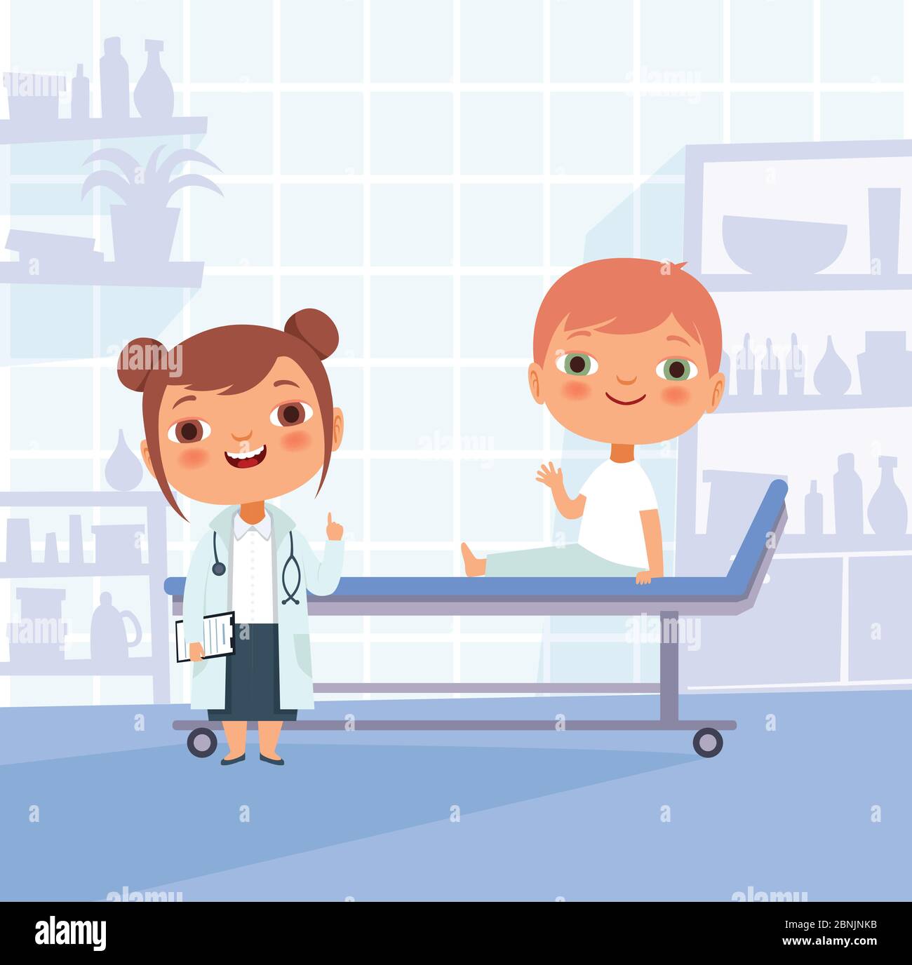 Patient at doctor appointment. Vector funny characters Stock Vector ...