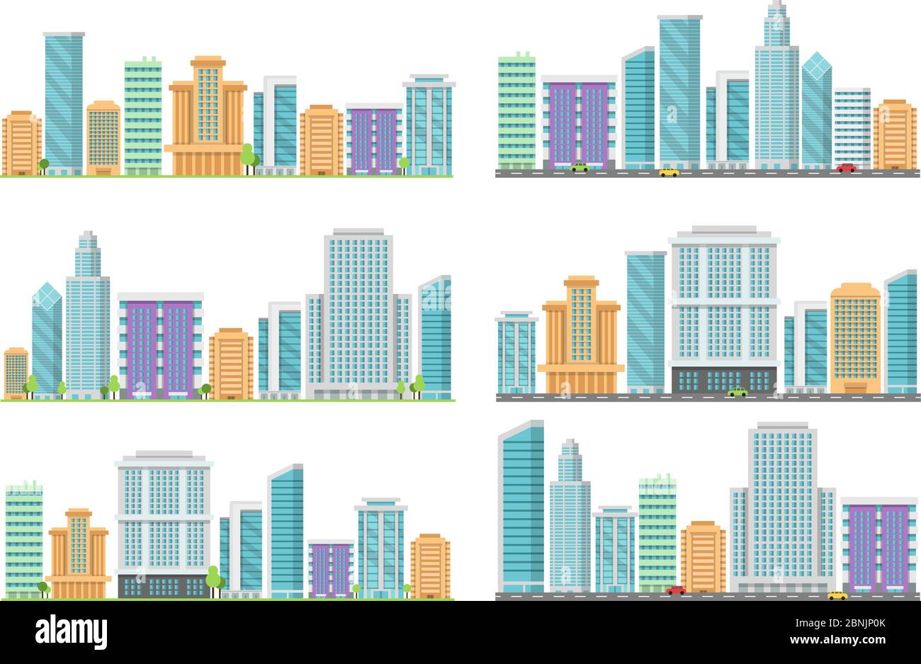 Horizontal seamless urban landscapes with various buildings Stock ...