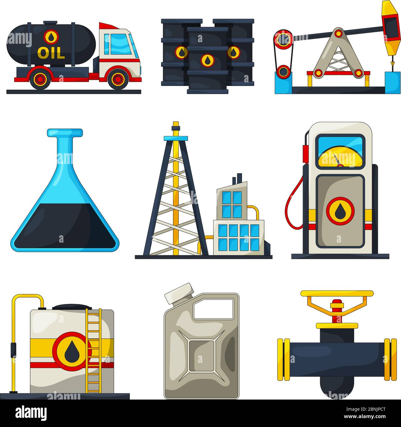 Fuel and gas industry. Vector icon set of petroleum and gas Stock ...