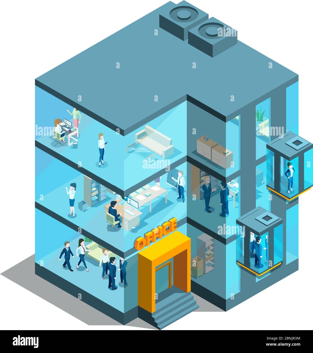 Blue glass facade business Stock Vector Images - Alamy