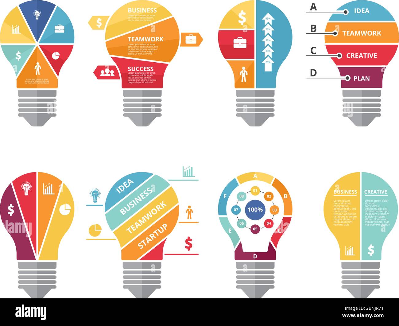 Infographic concepts with shape of lighting bulb. Visualization of ...