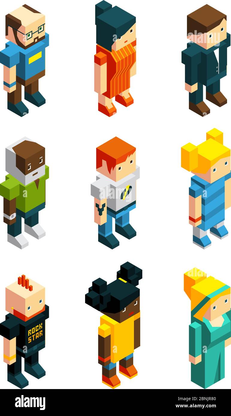 3D low poly peoples. Isometric user icons set Stock Vector Image & Art ...