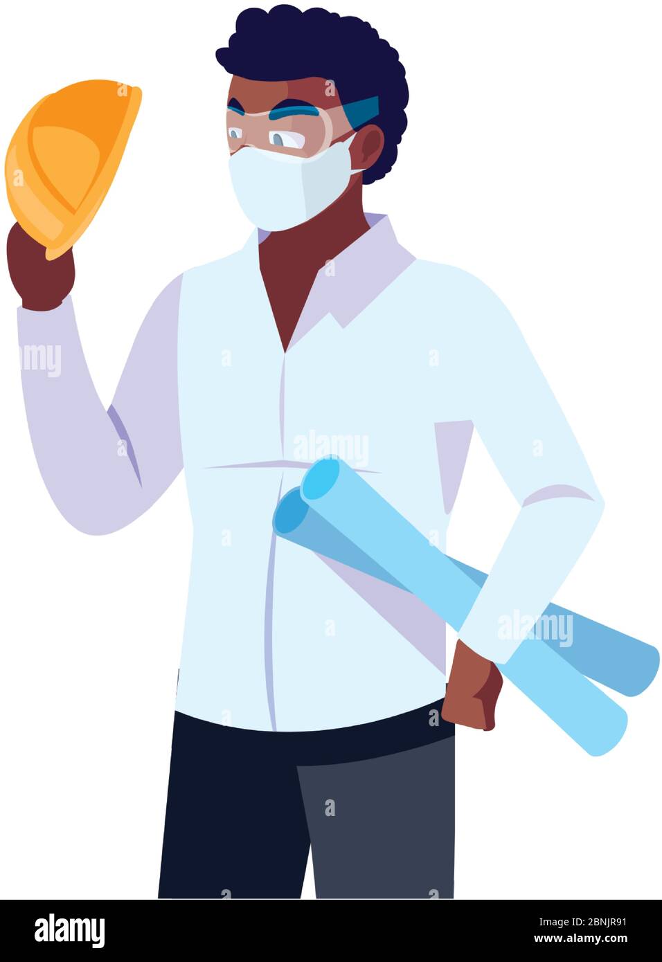 Industry operator wearing face mask at work vector illustration design ...