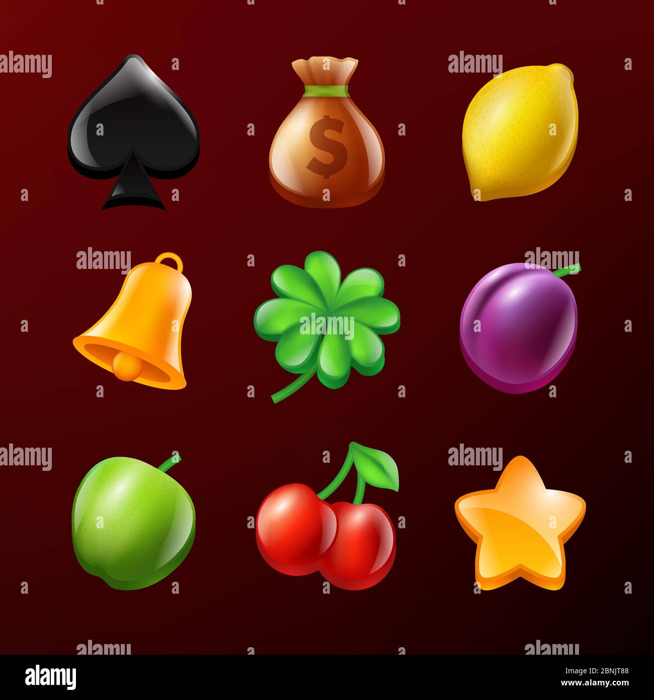Symbols of slot machine. Set of vector realistic pictures Stock Vector ...