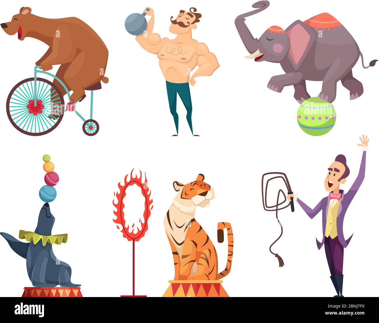 Circus mascots. Clouns, performers, juggler and other characters of ...