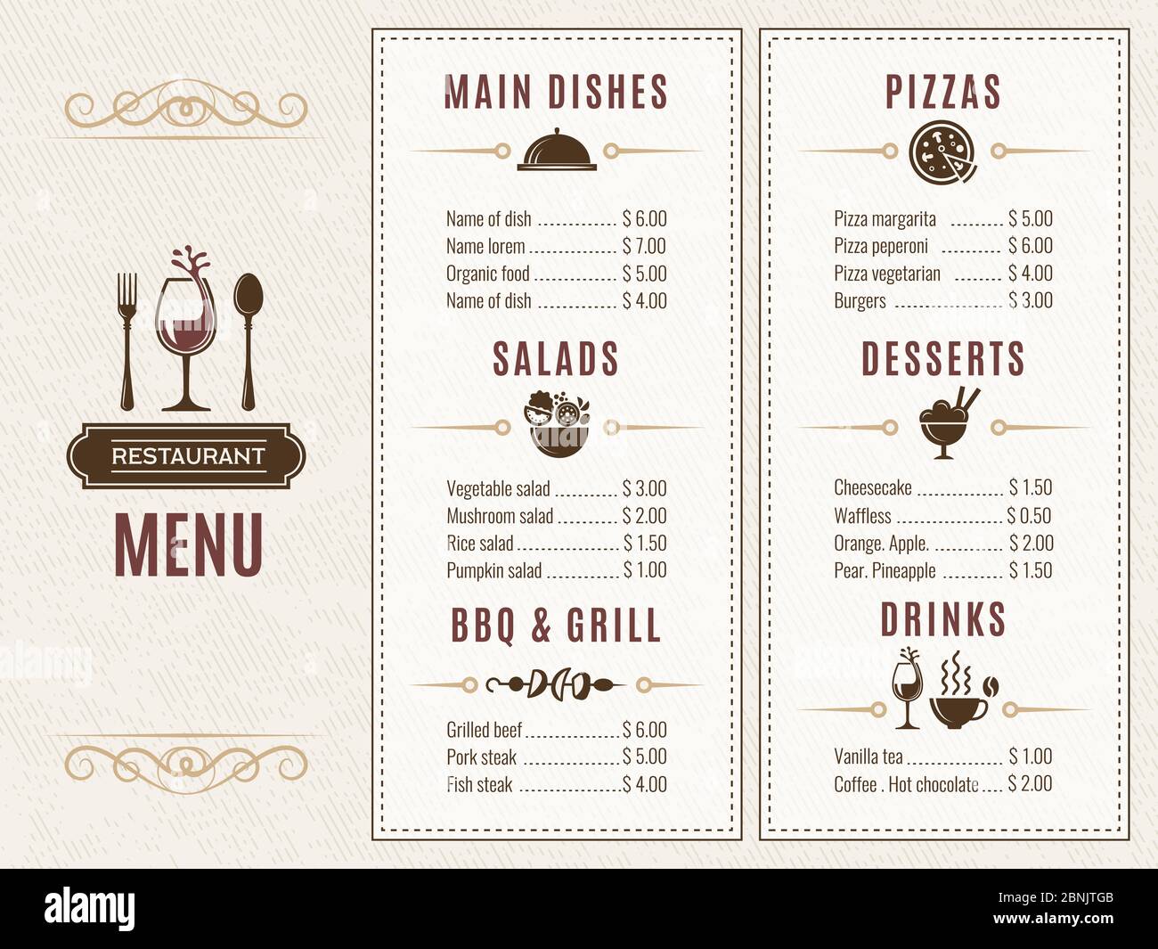 Design template of restaurant menu with place for your text Stock ...
