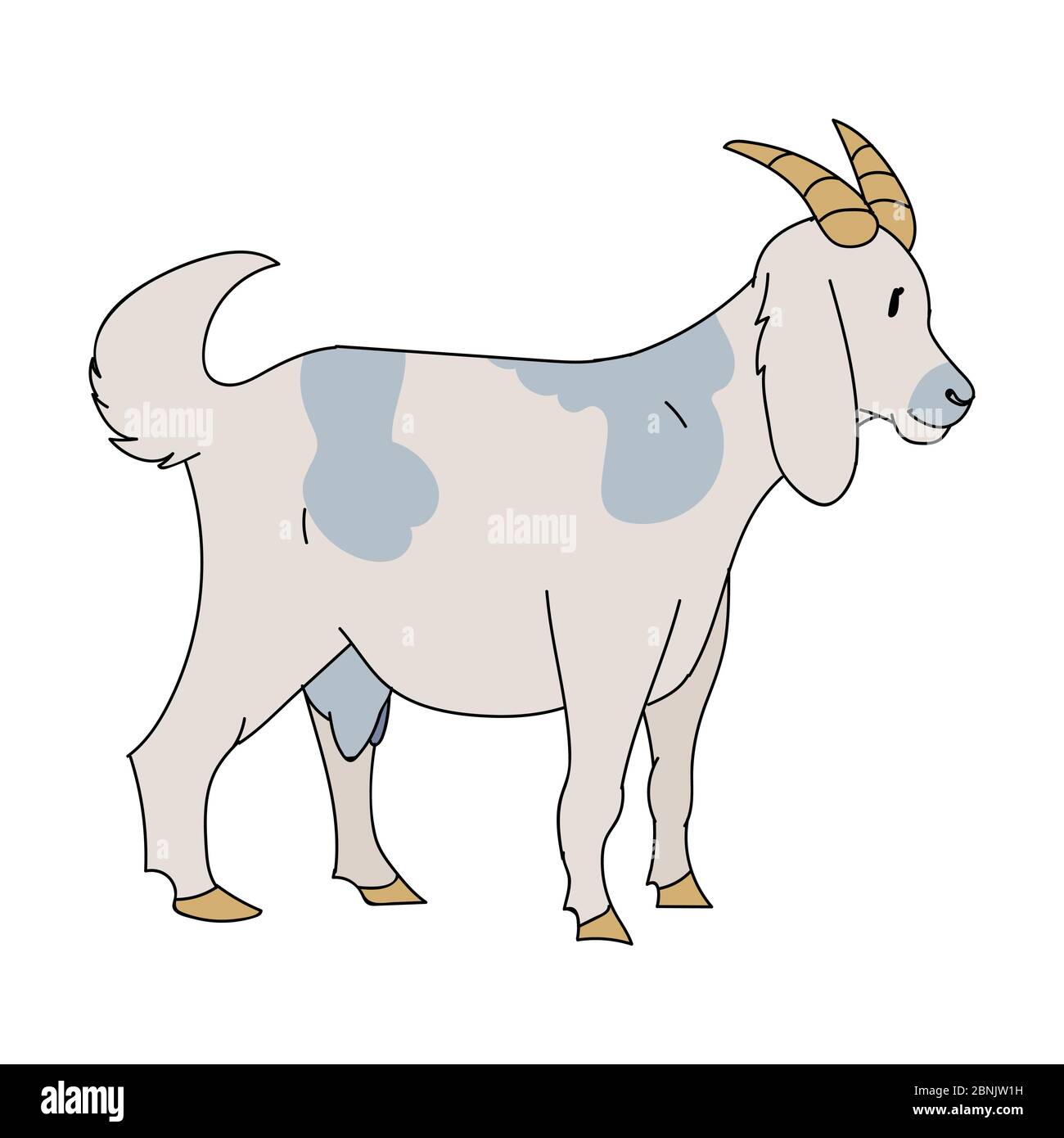 Cute french farmhouse goat vector clipart. Hand drawn shabby chic style ...
