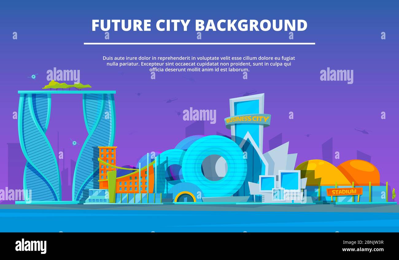 Cartoon buildings. Pictures of futuristic buildings Stock Vector Image ...