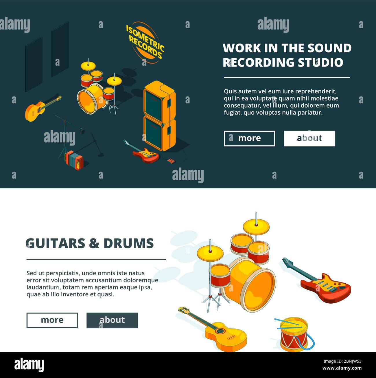 Music concepts. Vector banners template with illustrations of musical ...