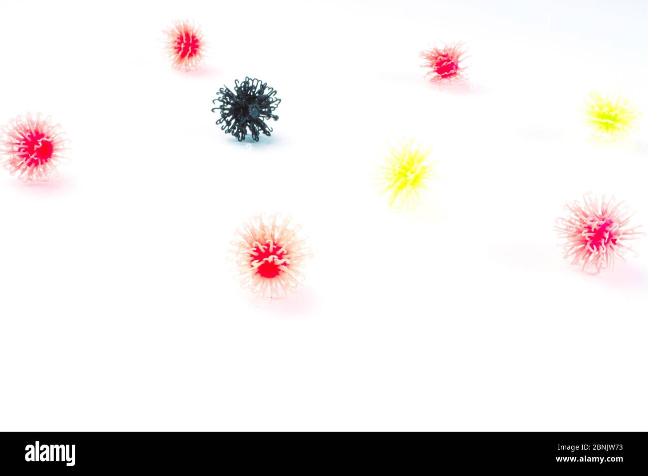 colorful viruses and bacteria on white against a white background ...
