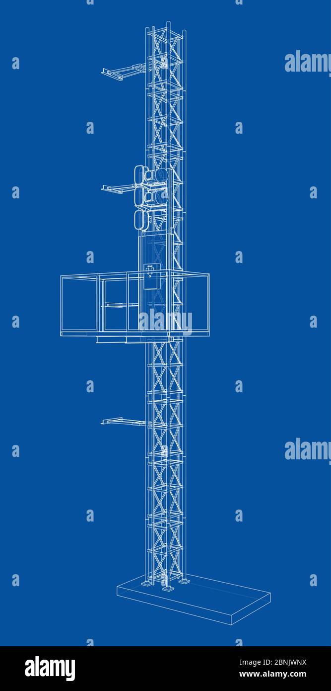 Mast lifts outline. Vector rendering of 3d. Wire-frame style. The ...