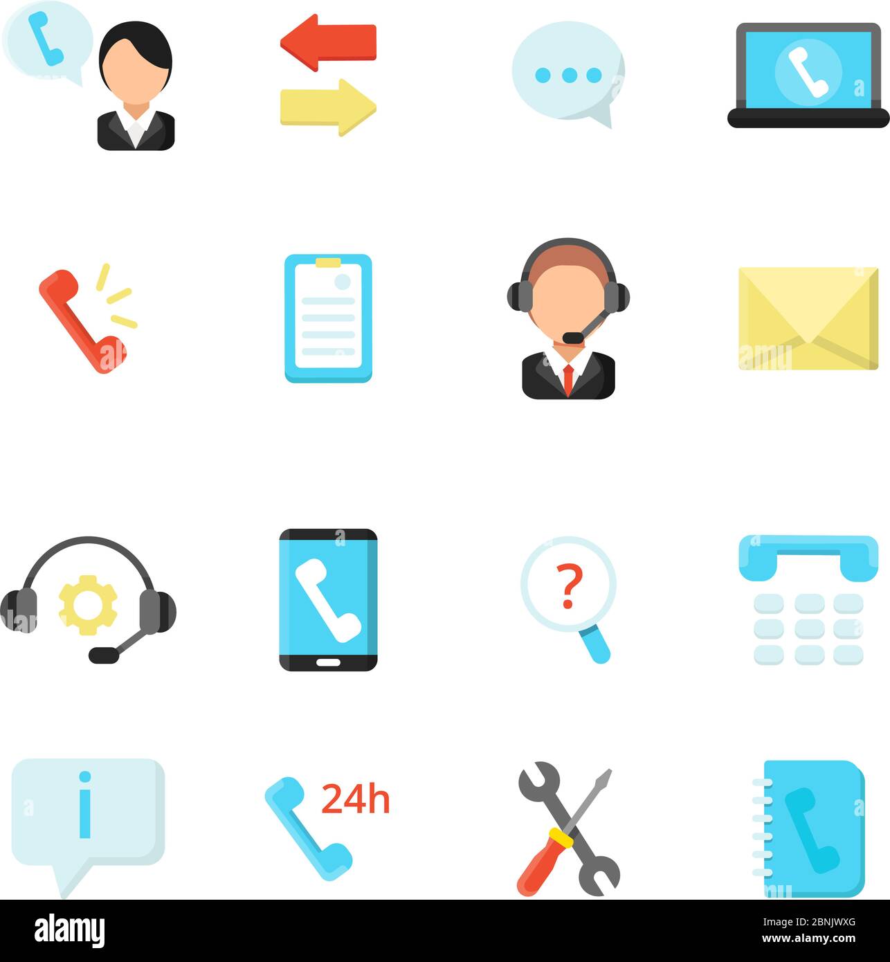Online support and call center icons. Vector symbols in flat style Stock Vector Image & Art - Alamy