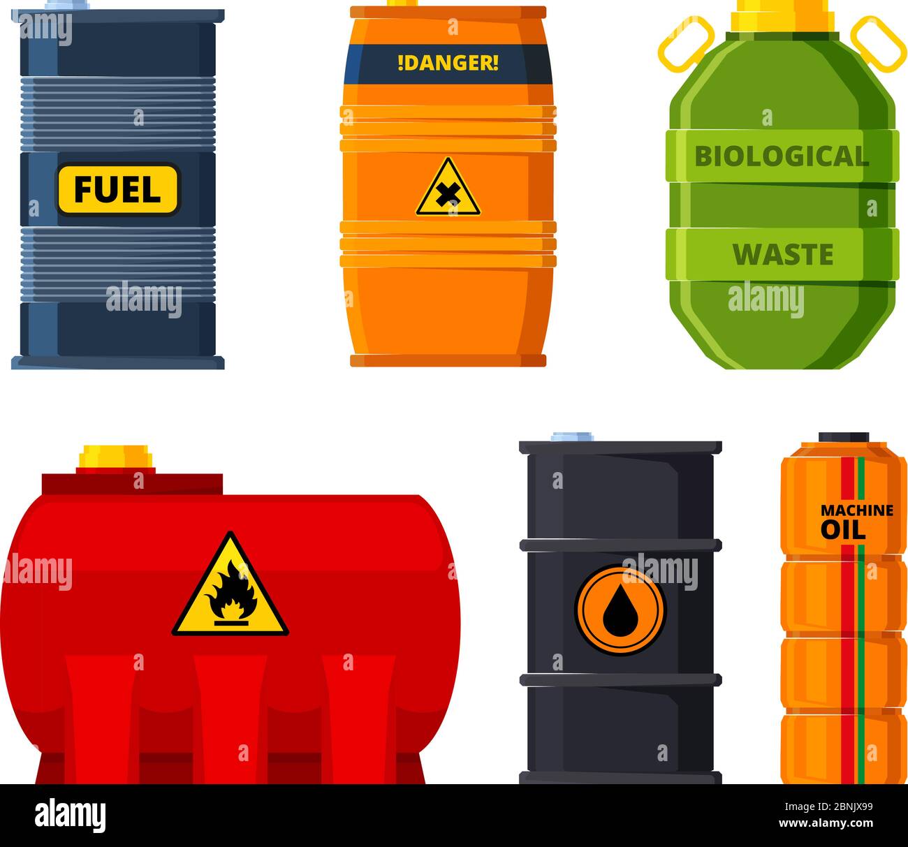 Big oil tanks. Set of barrels for oil or toxic fuel Stock Vector Image ...