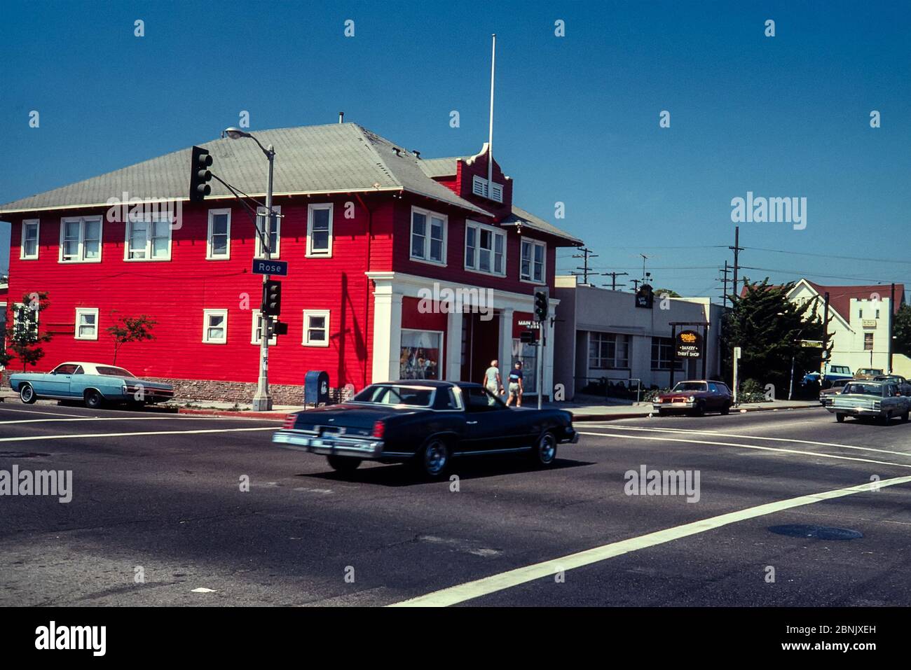 Venice, California, USA - Aug 1980: Cars passing at the junction of ...