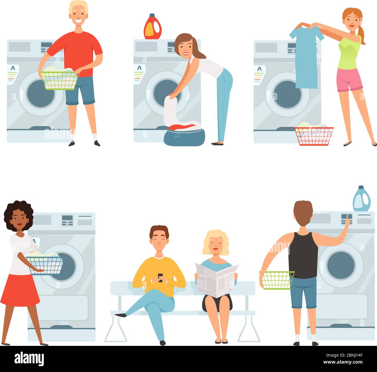 Woman washing machine Stock Vector Images - Alamy