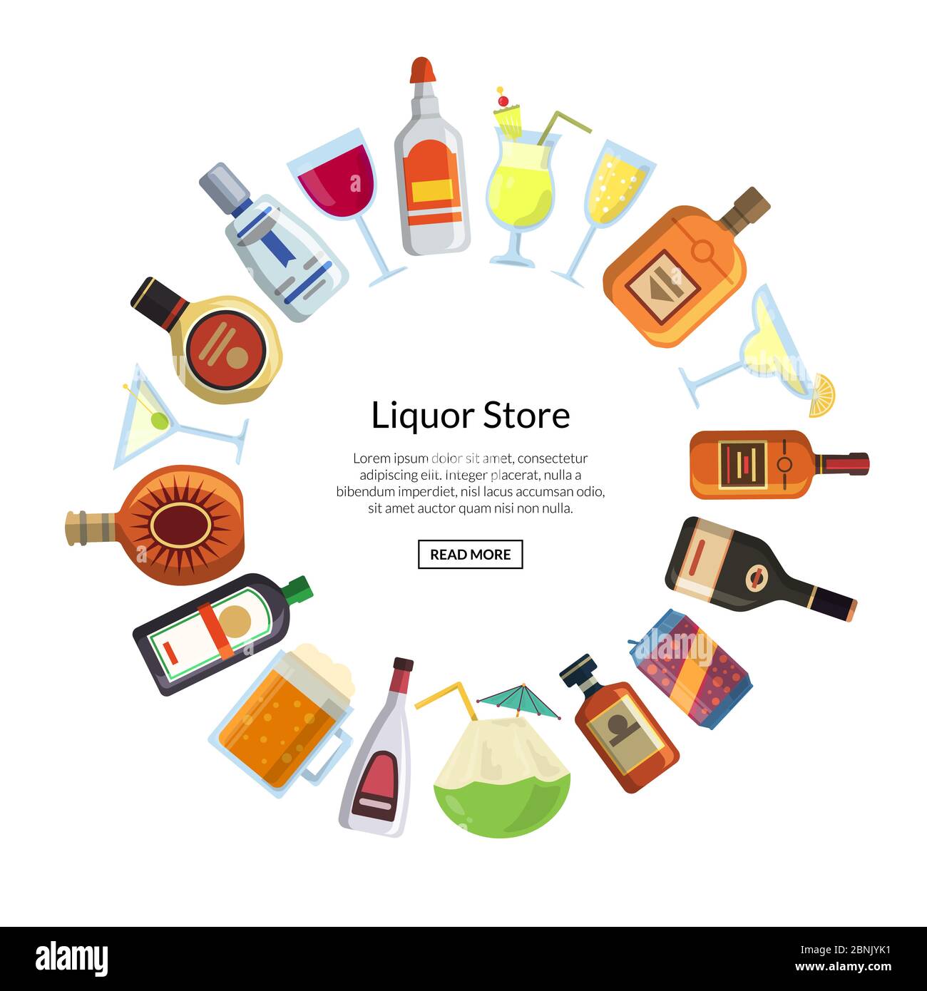 Vector alcoholic drinks in glasses and bottles Stock Vector Image & Art ...