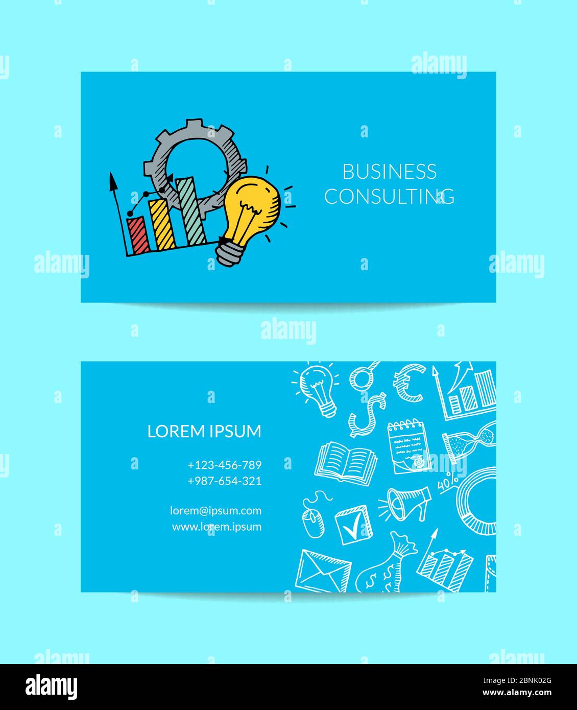 Vector business doodle icons business card template illustration Stock ...
