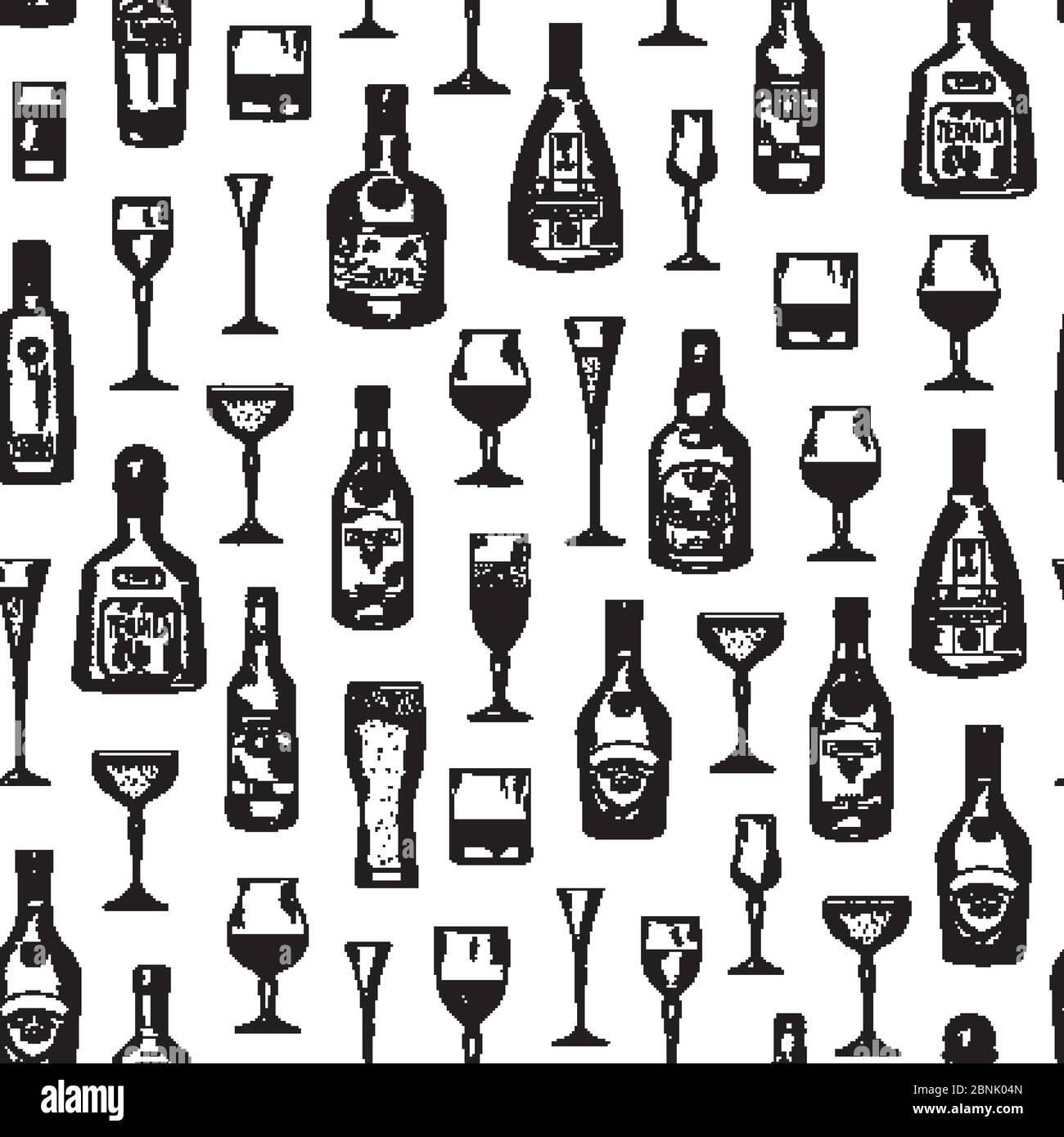 Vector pattern or background illustration alcohol drink bottles and ...