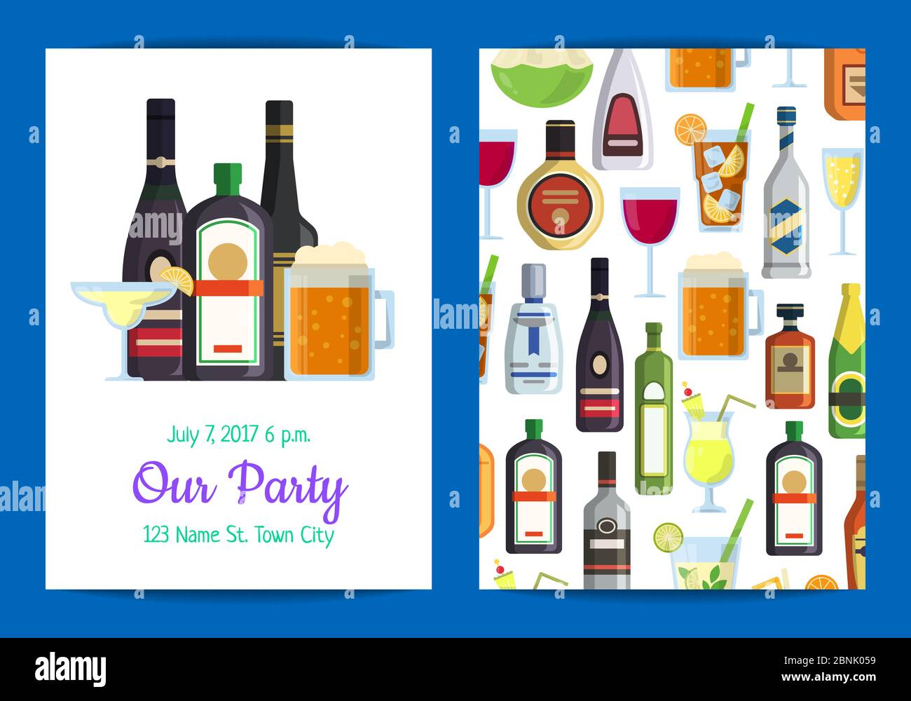 Vector vertical invitation template party with alcoholic drinks Stock ...