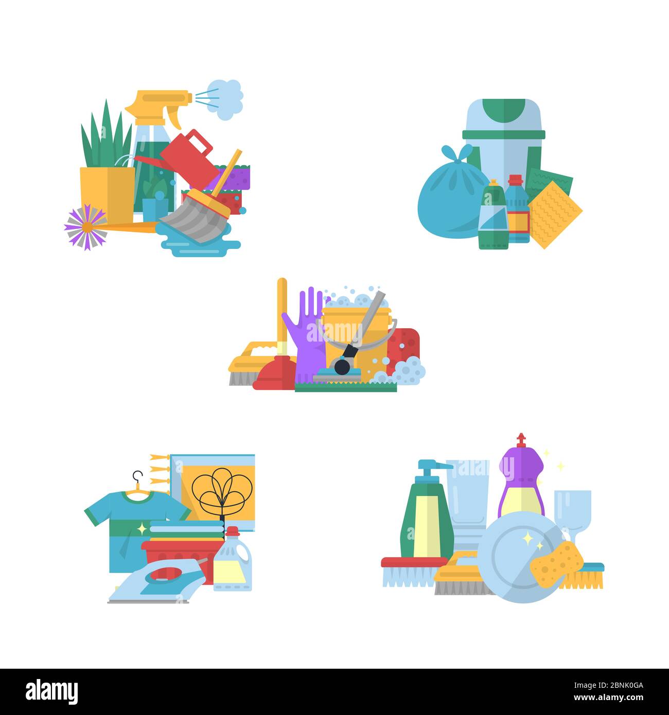 Vector cleaning flat icons piles set illustration Stock Vector Image ...