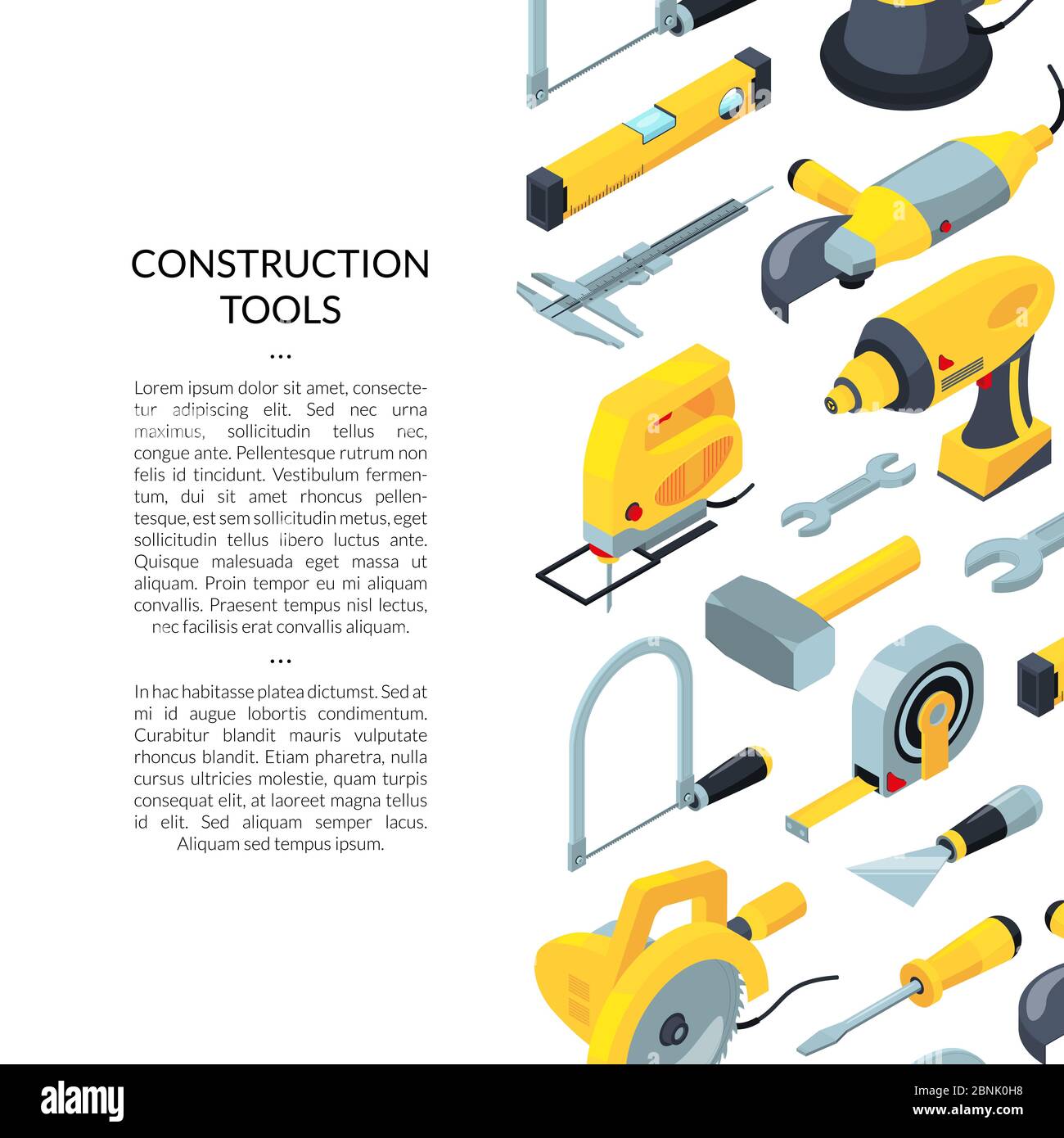 Vector construction tools isometric icons background Stock Vector Image ...