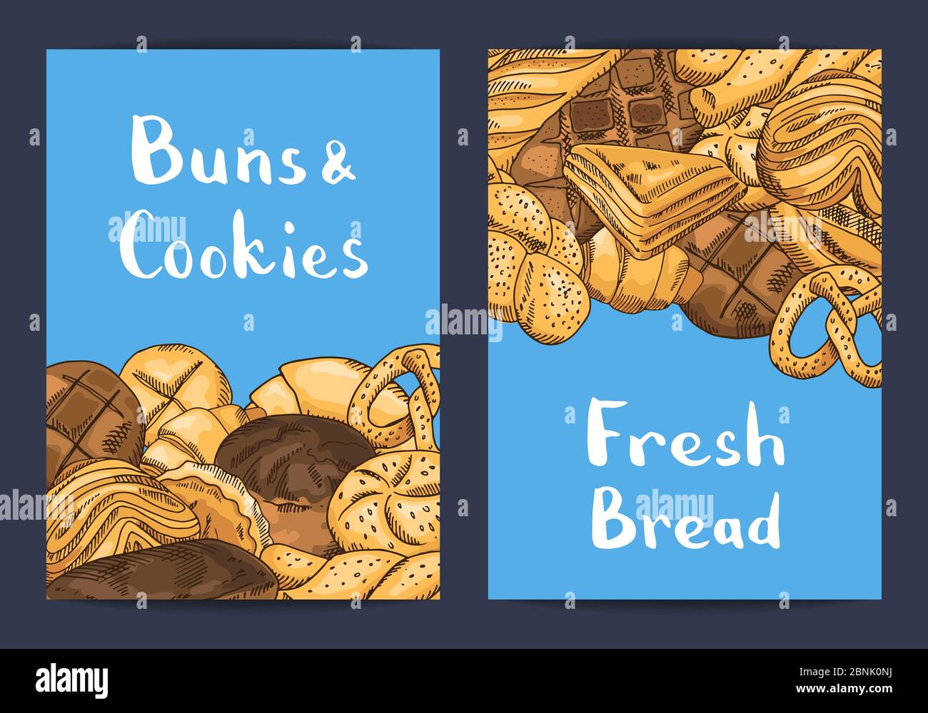 Vector hand drawn colored bakery elements card or shop Stock Vector ...