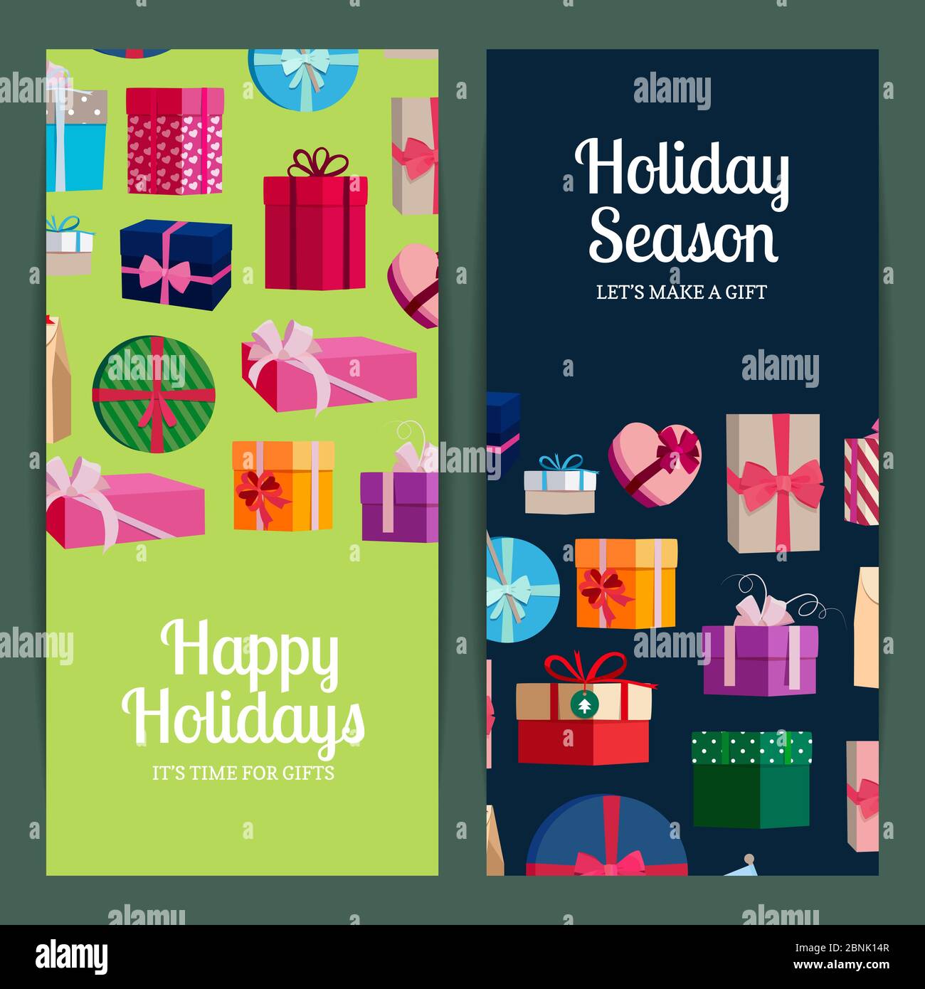 Vector vertical banner templates with gift boxes and place for text ...