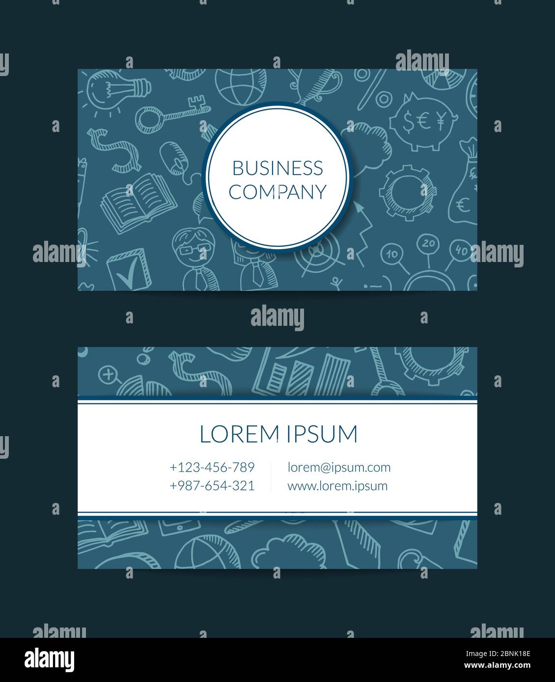Vector business doodle icons business card template illustration Stock ...