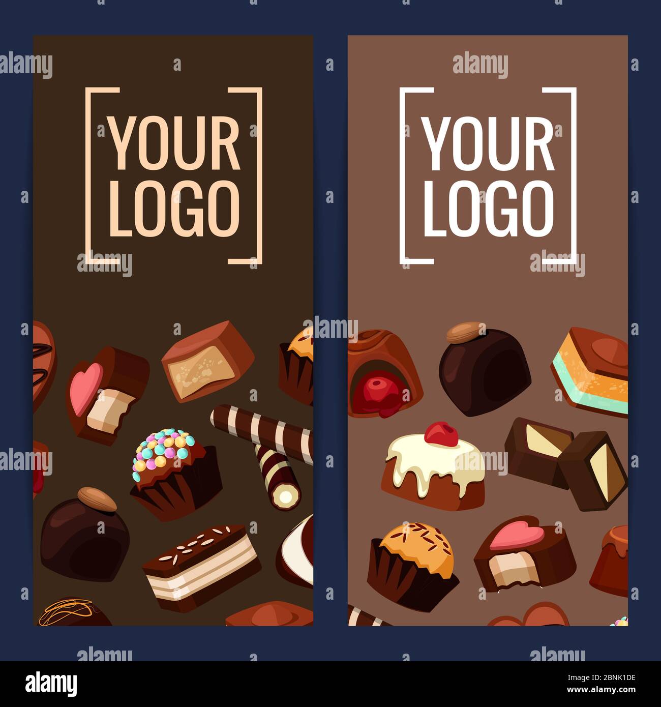 Vector vertical card or flyer illustration with cartoon chocolate ...