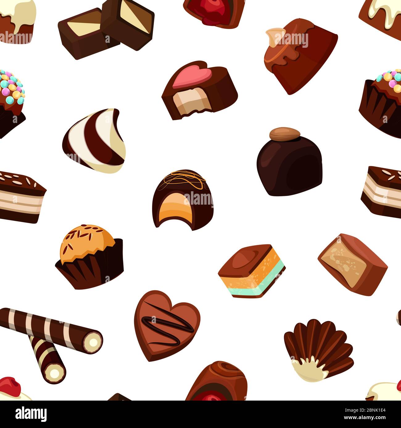 Vector cartoon chocolate candies pattern or background illustration ...