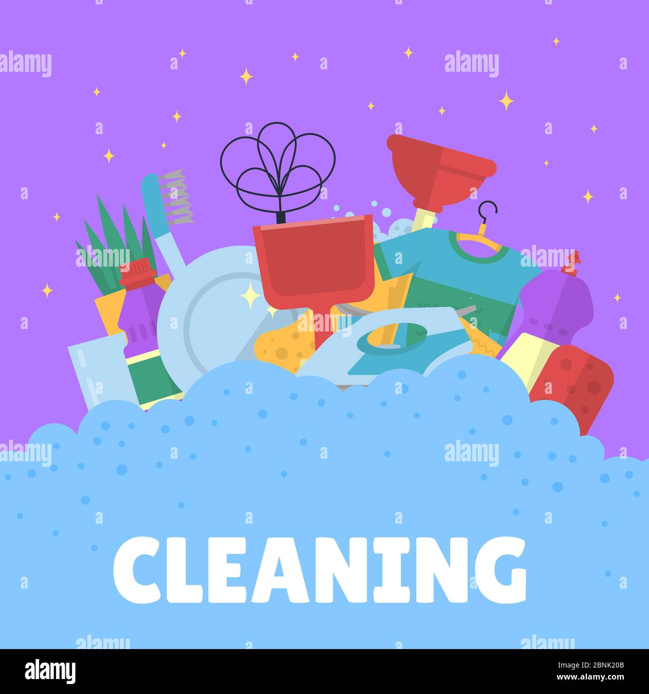 Vector cleaning flat icons with bubbles Stock Vector Image & Art - Alamy