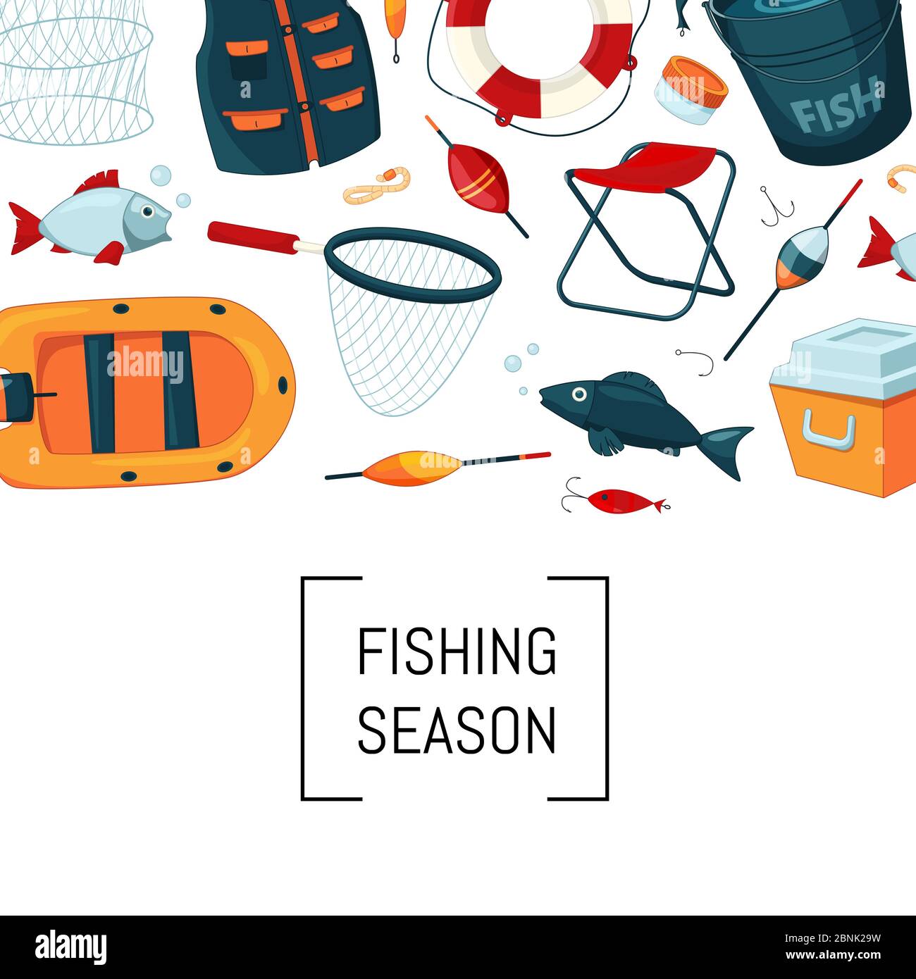 Vector cartoon fishing equipment Stock Vector Image & Art - Alamy