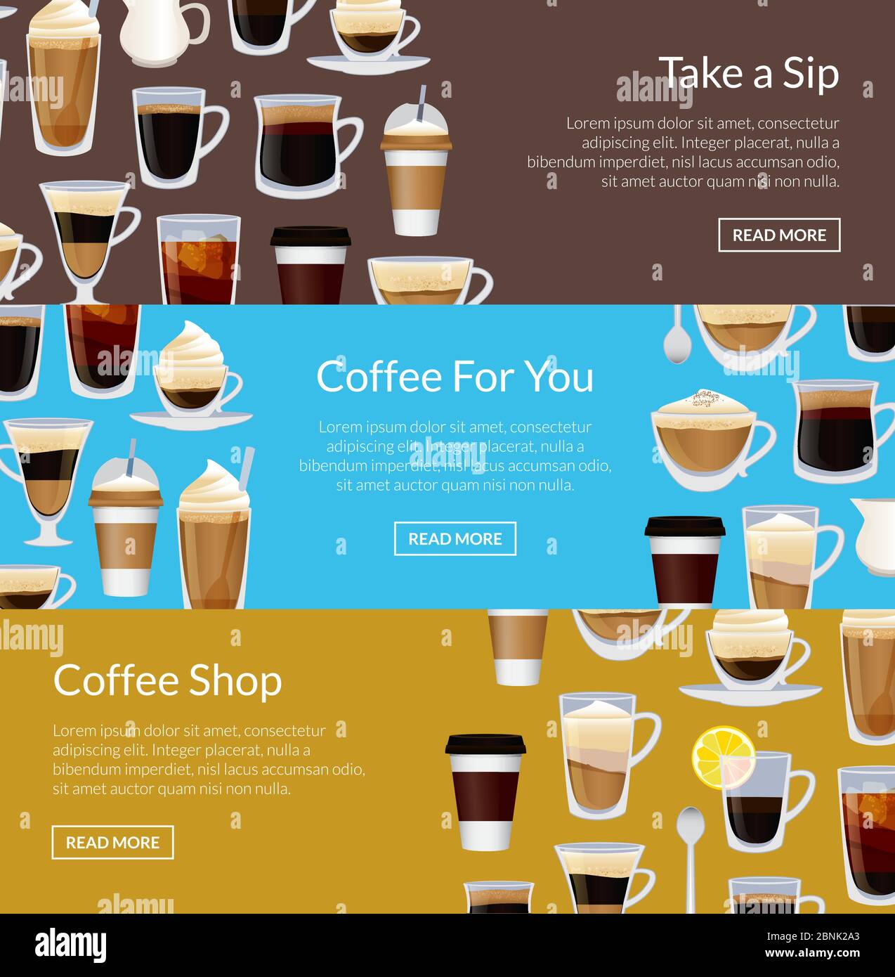 Vector coffee shop horizontal menu template illustration of cafe menu ...