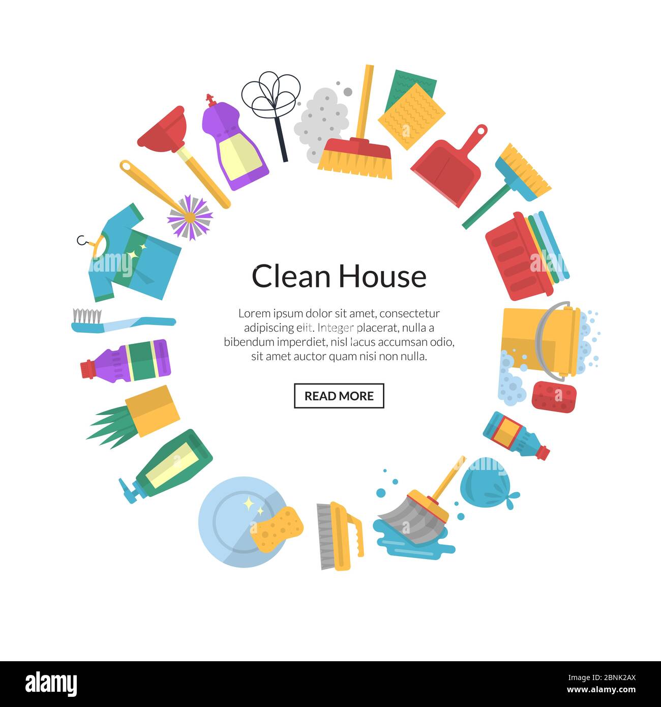 Vector cleaning flat icons with place for text illustration Stock ...