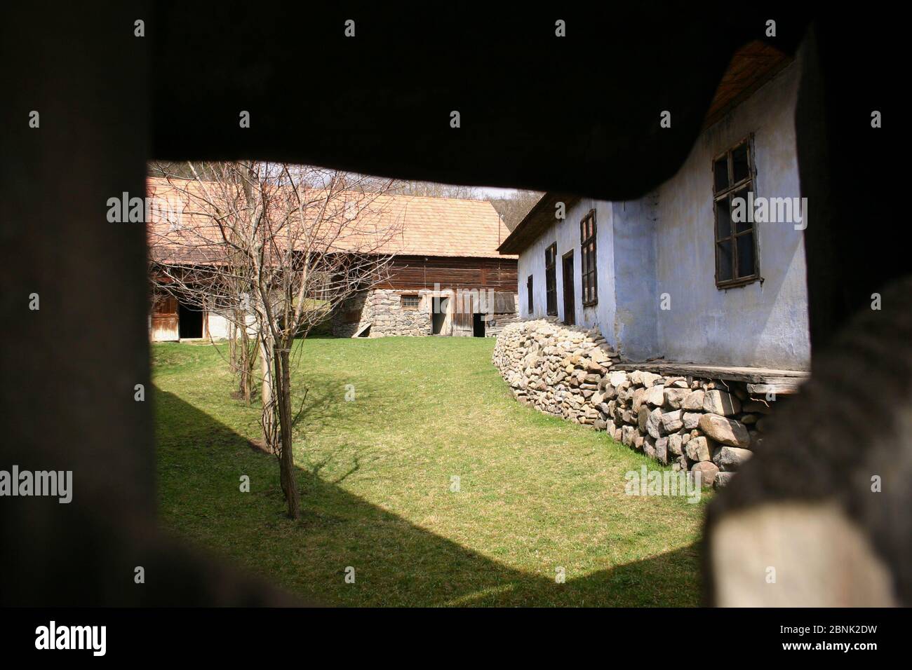 Courtyard of a traditional property in Covasna County, Romania. Old ...
