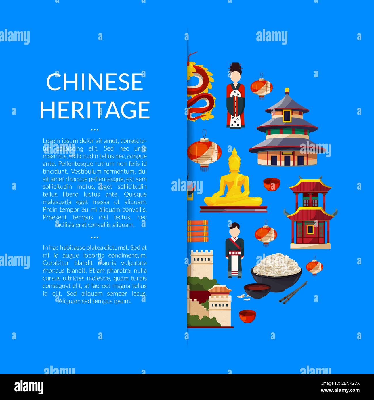 Vector flat style china elements and sights Stock Vector Image & Art ...
