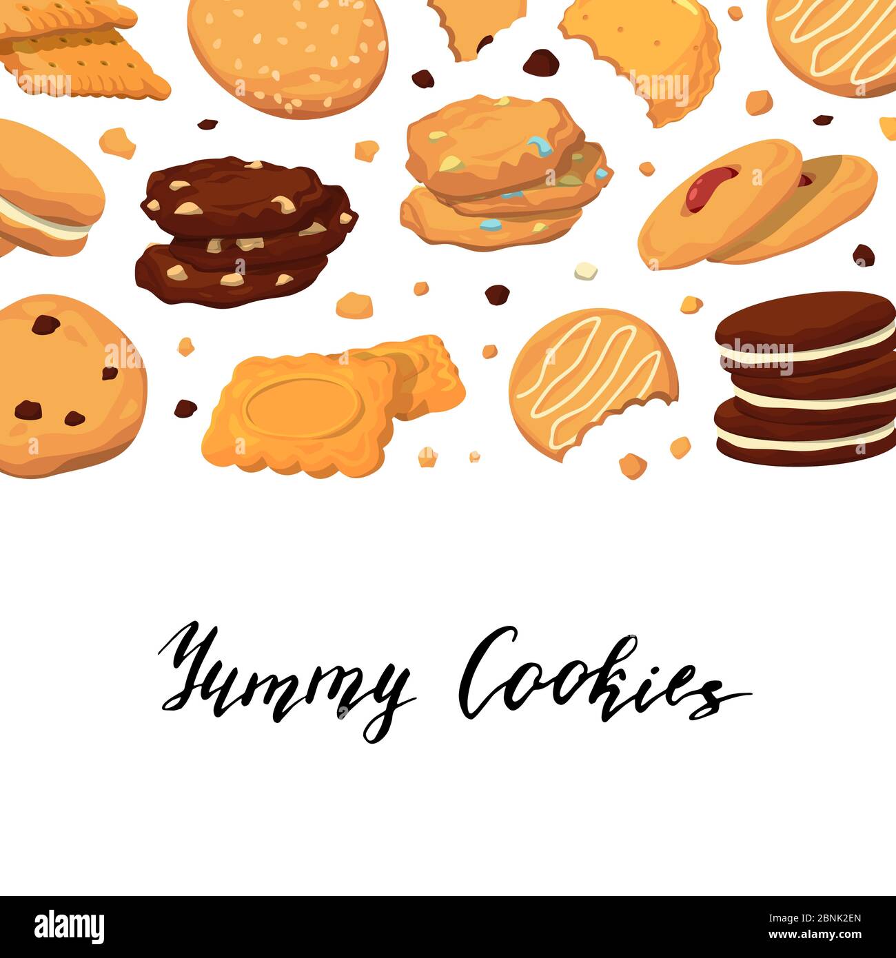 Vector background with lettering and with cartoon cookies Stock Vector ...