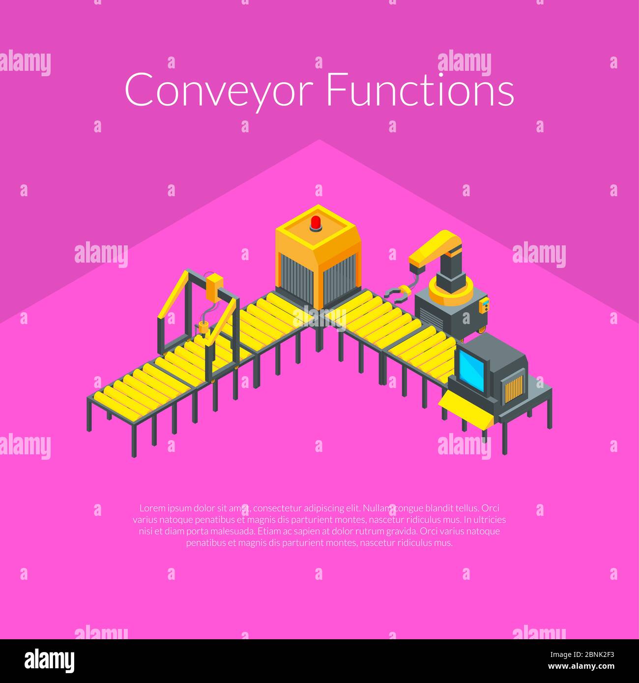 Vector isometric conveyor elements concept illustration Stock Vector ...
